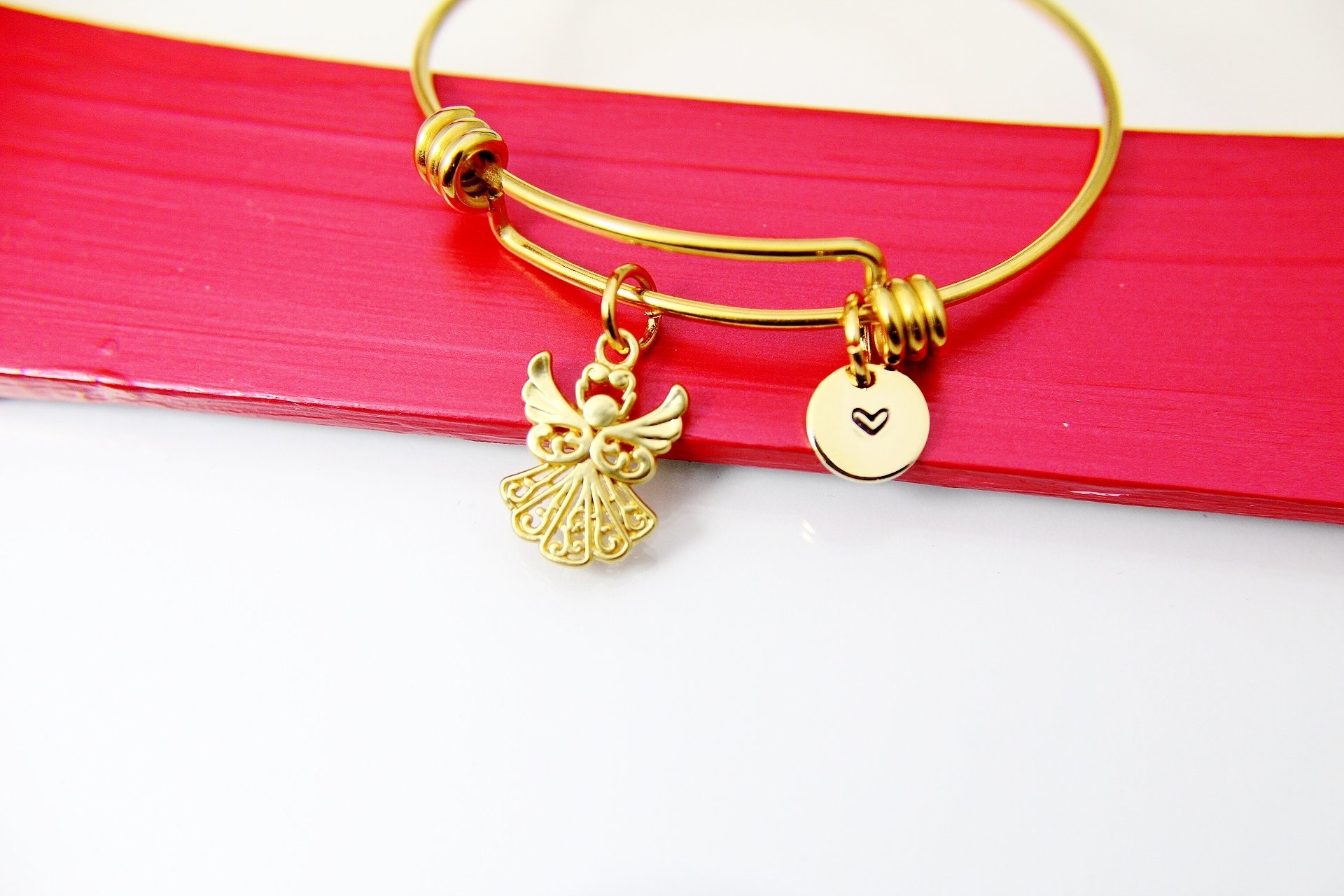 Guardian Angel Bracelet Guardian Angel Charm Bangle Gold | Etsy