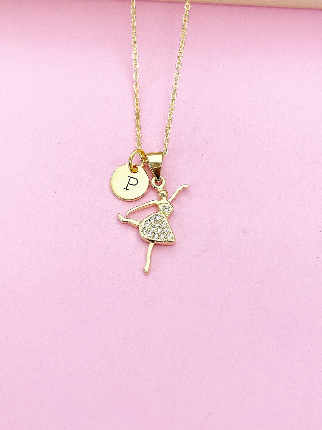 Gold Ballet Girl Dance Charm Necklace Customize Personalized Gift Ideas ...