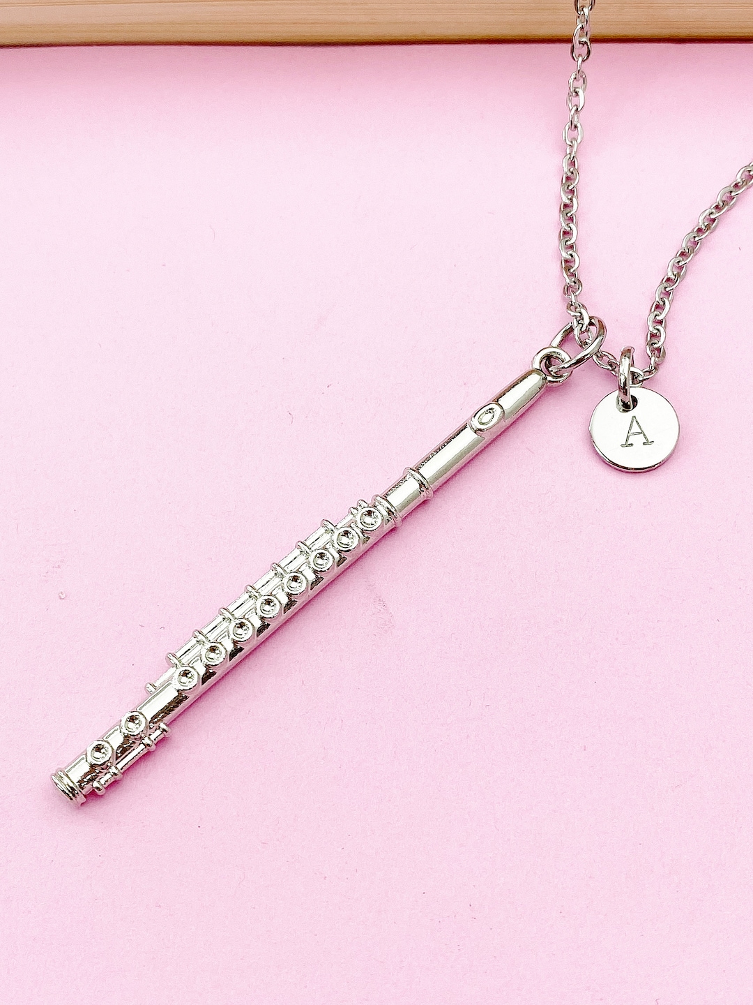 Silver Flute Charm Necklace, N5700A - Etsy