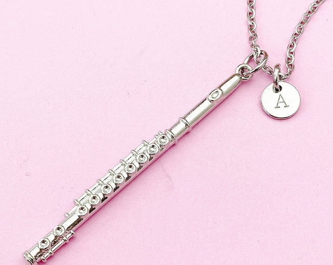 Personalized Flute Birthstone Necklace, Flute Student Necklace, Flute ...