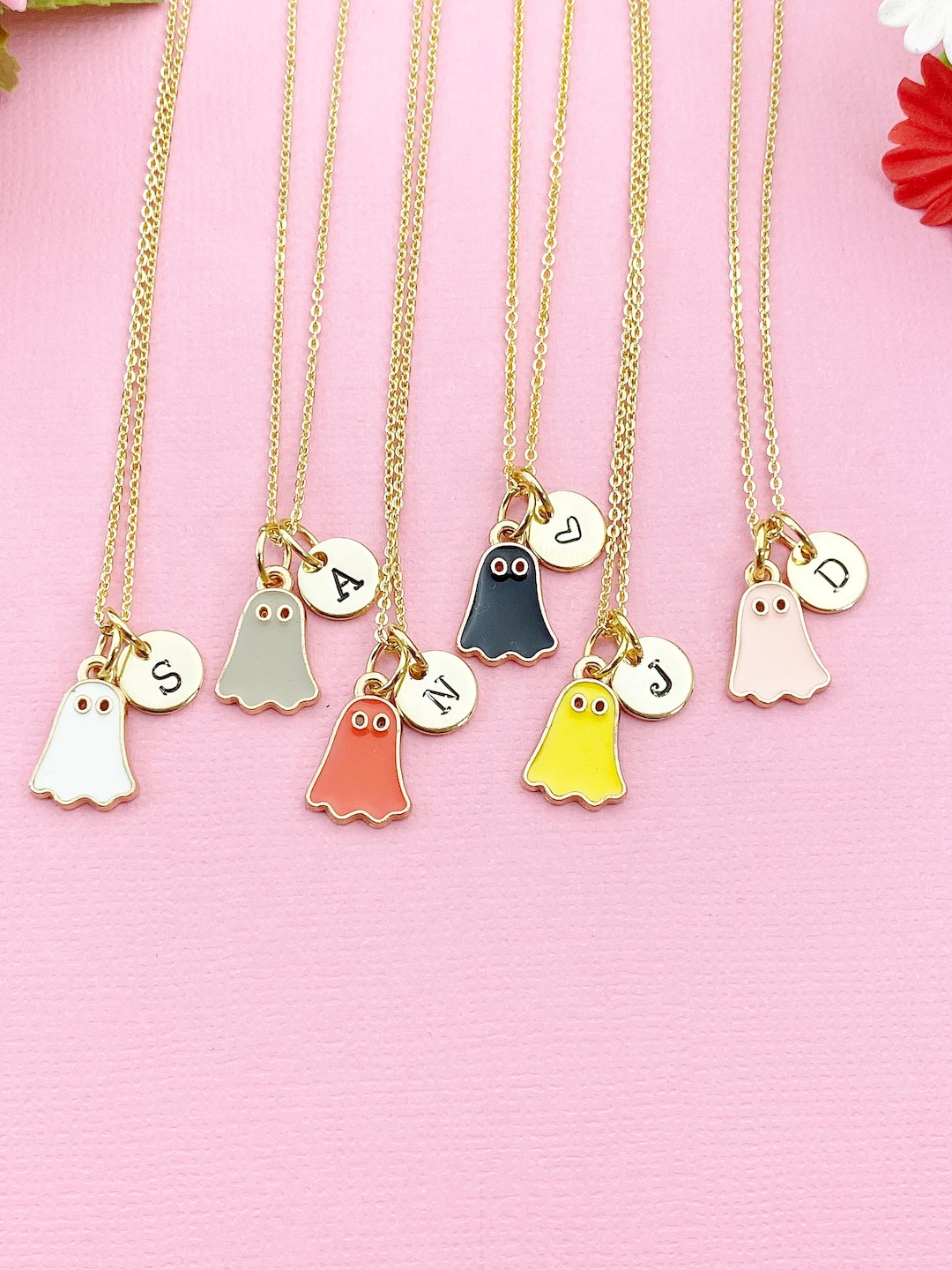 Gold Cute Ghost Charm Necklace, Halloween Jewelry Gift, N6013 - Etsy