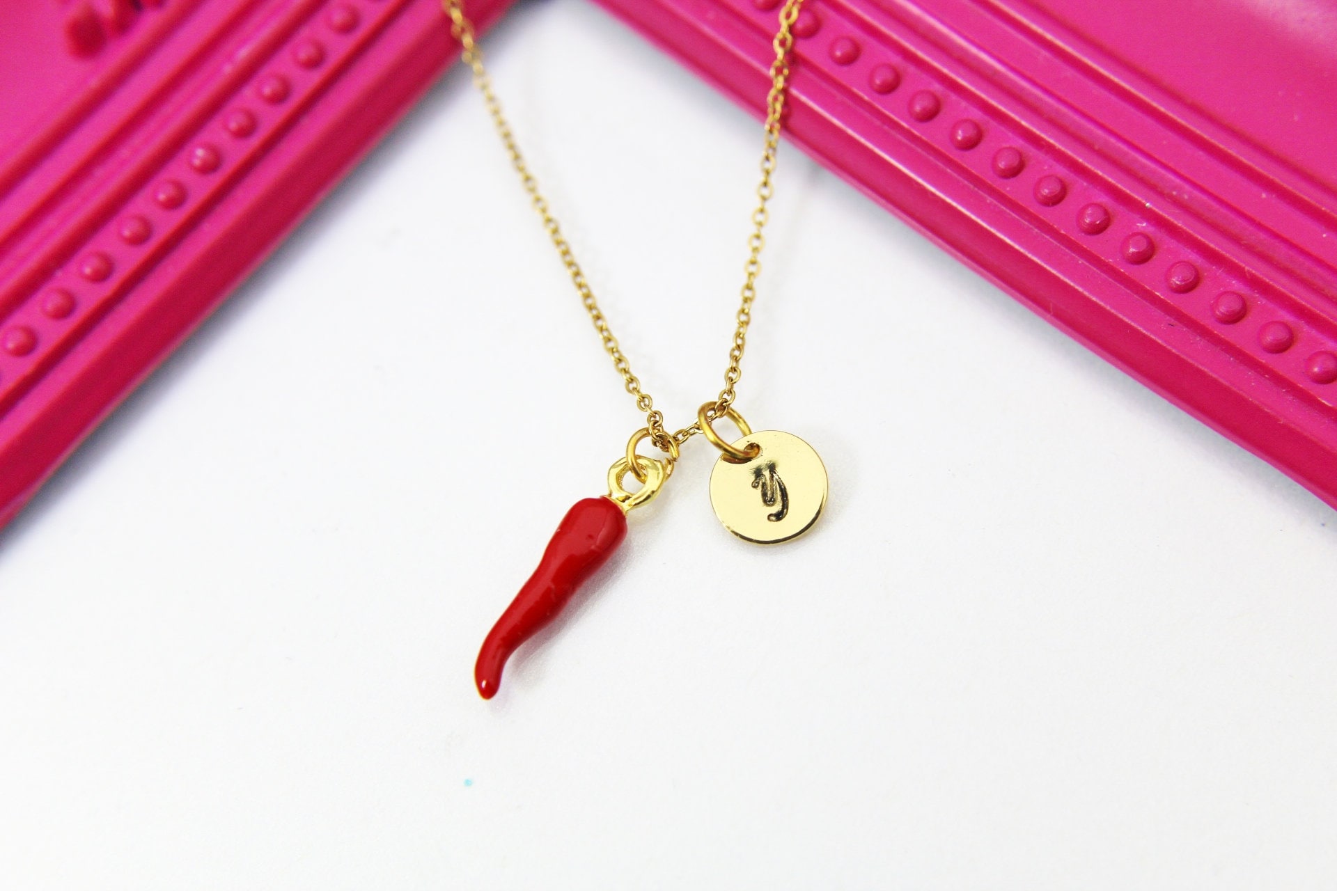 Gold Red Hot Chili Pepper Charm Necklace Red Chili Charm Red | Etsy