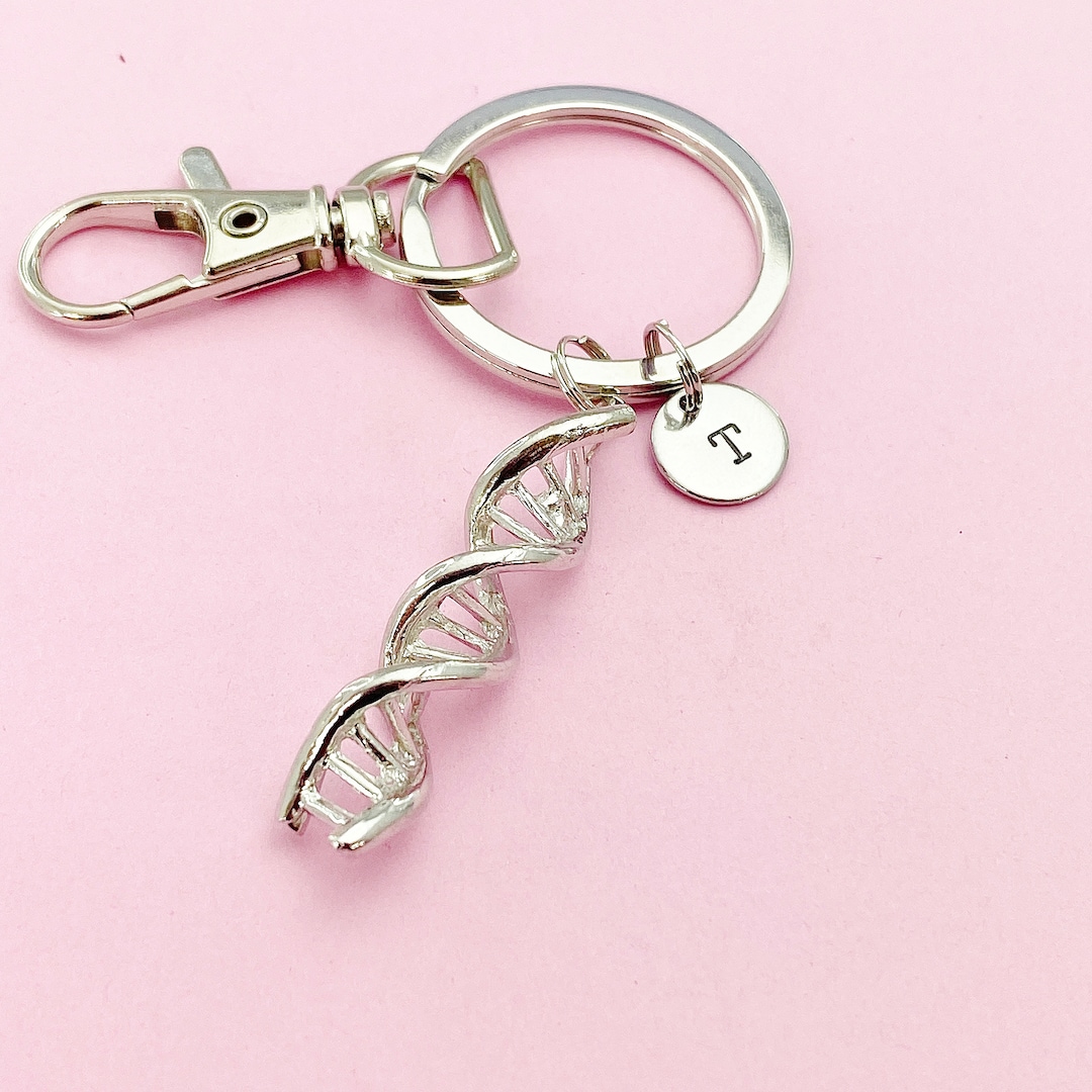 Silver DNA Charm Keychain, Double Helix Charm, Science Gift, Teacher Gifts, N1238 - Etsy