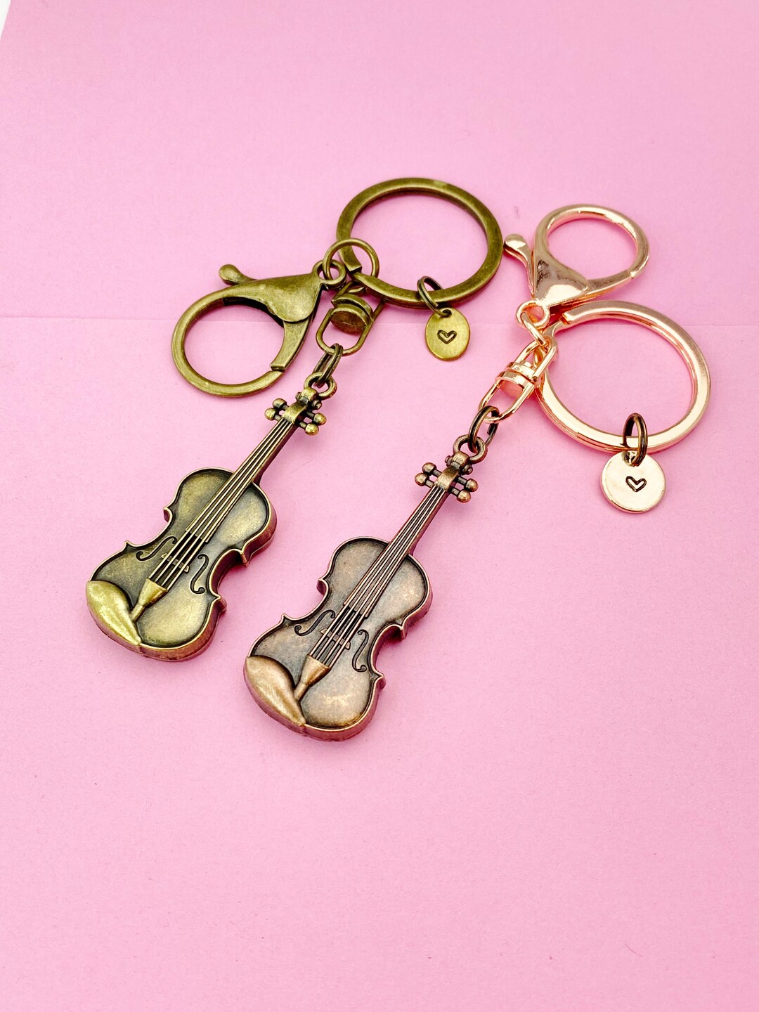Gold or Rose Gold/red Copper Violin Keychain, Viola Charm, Cello Charm ...