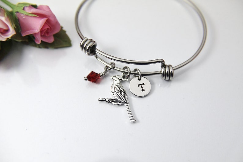 Silver Cardinal Charm Bracelet Cardinal Bird Charm Stainless | Etsy