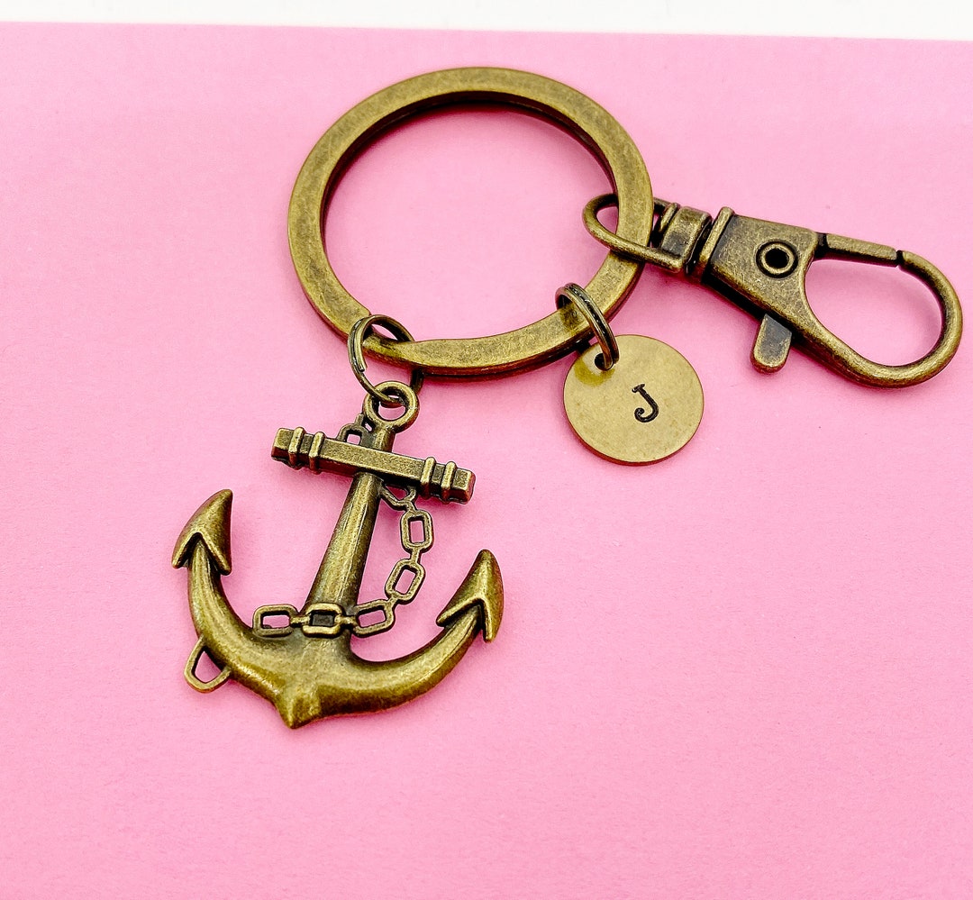 Bronze Anchor Keychain Personalized Customized Monogram Made to Order ...