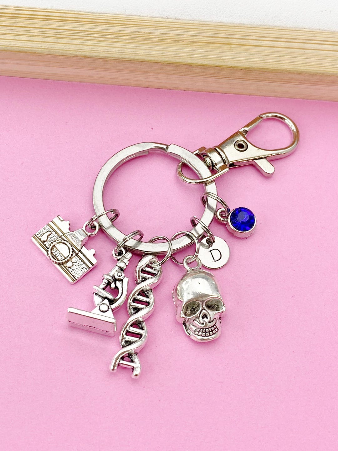 Forensic Science Keychain, Initial Charm, DNA, Microscope, Camera - Etsy
