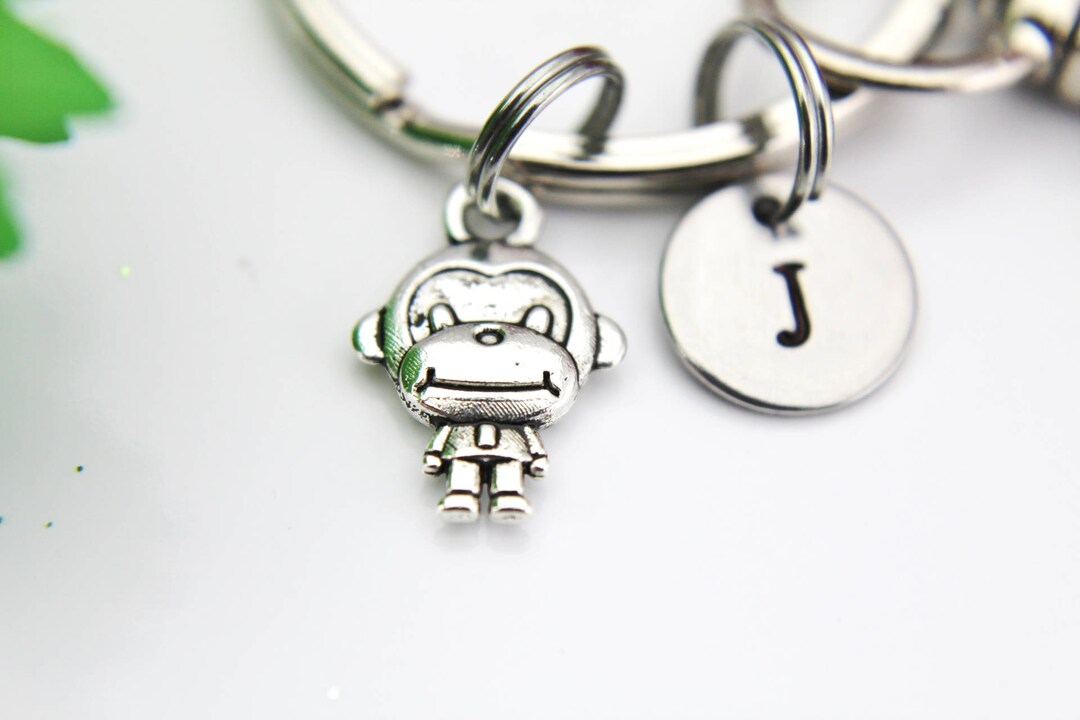 Monkey Keychain Silver Monkey Pendant Charm Keychain With - Etsy