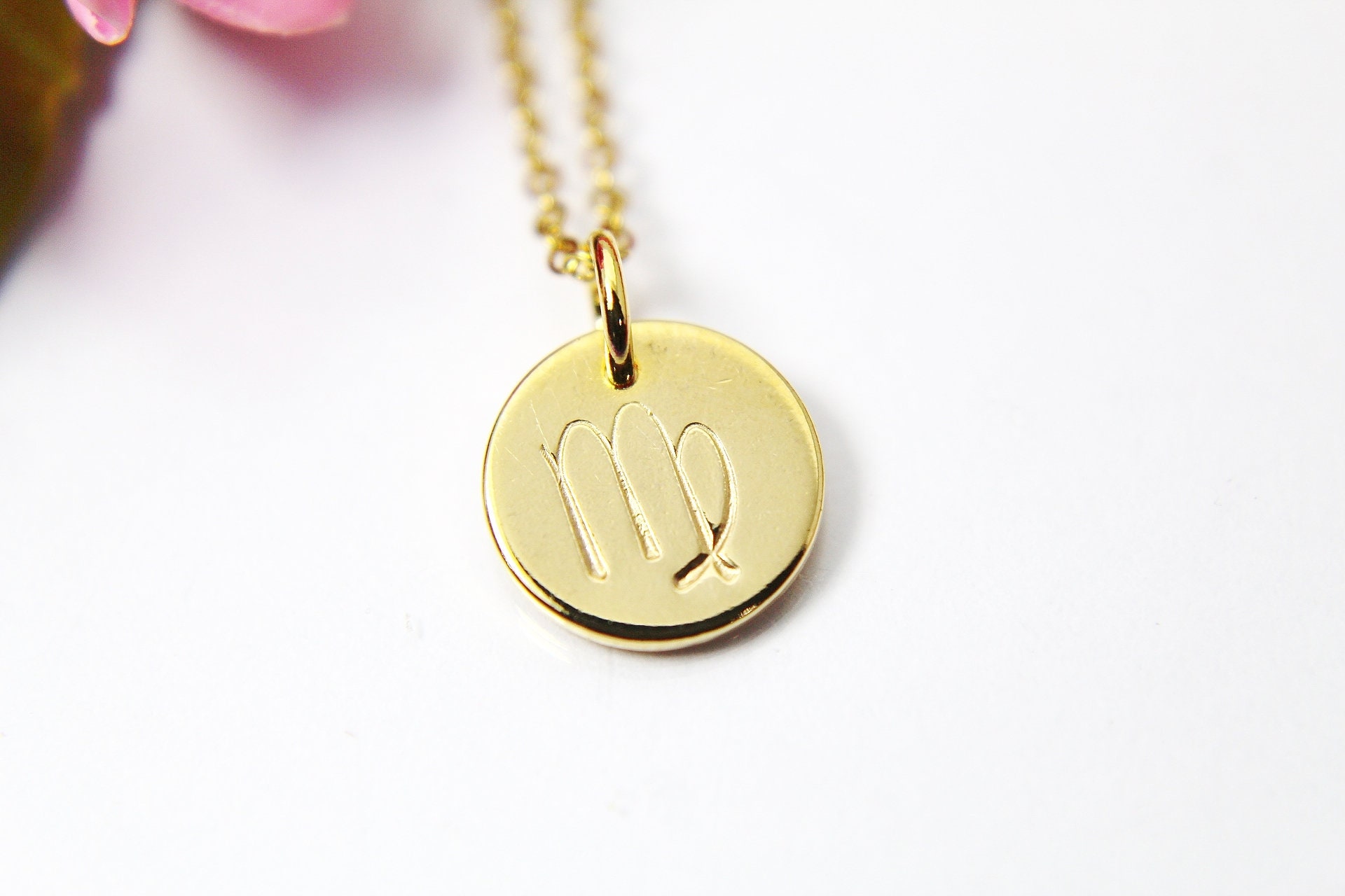 Gold Virgo Charm Necklace Zodiac Horoscope Charm 18K Gold | Etsy
