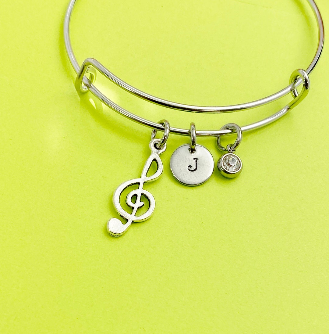 Silver Treble Clef Music Note Charm Bracelet Everyday Gifts Ideas ...