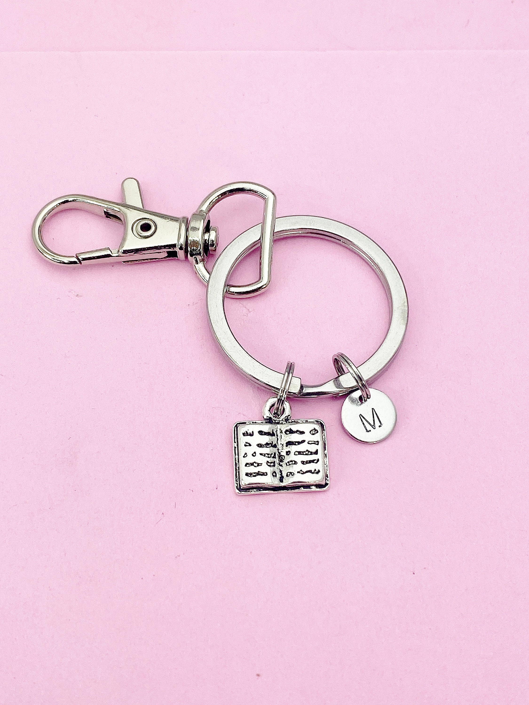 Silver Open Book Charm Keychain, N2566 - Etsy