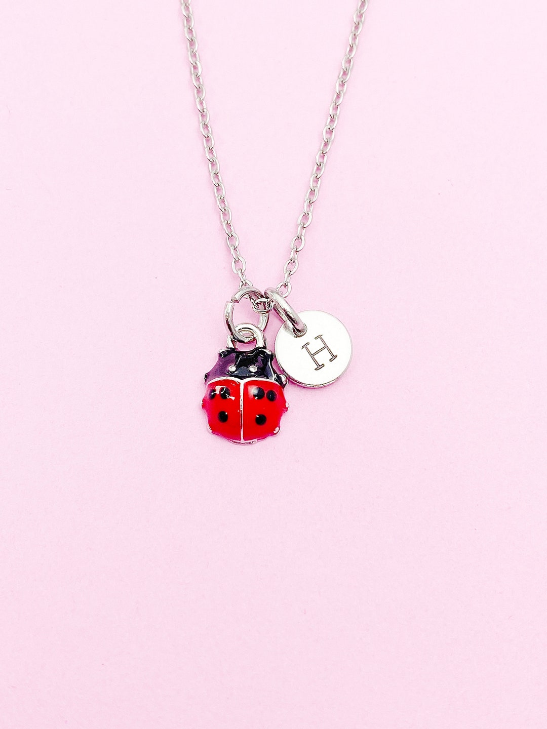 Silver Cute TINY Red Ladybug Insect Charm Necklace Gift Ideas Christmas ...