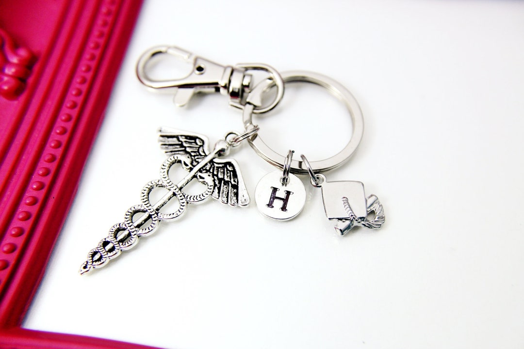 Caduceus Keychain, Caduceus Graduation Charm Keychain, Doctor Nurse ...