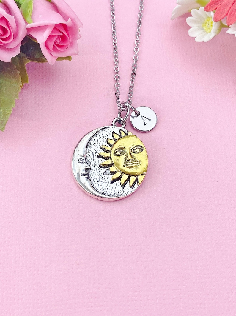Sun Moon Charm Necklace, N6409 - Etsy