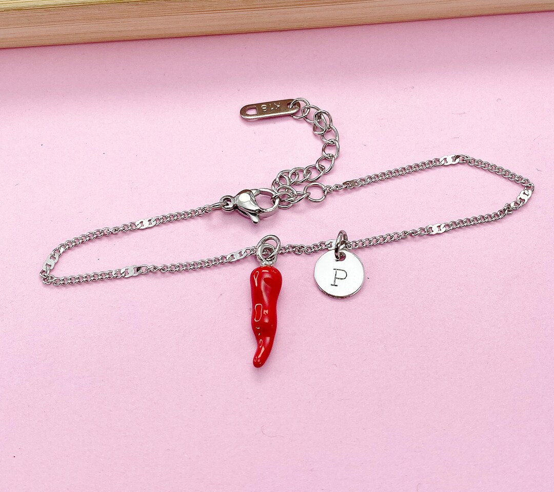 Silver Red Hot Chili Pepper Charm Bracelet, N1697S - Etsy