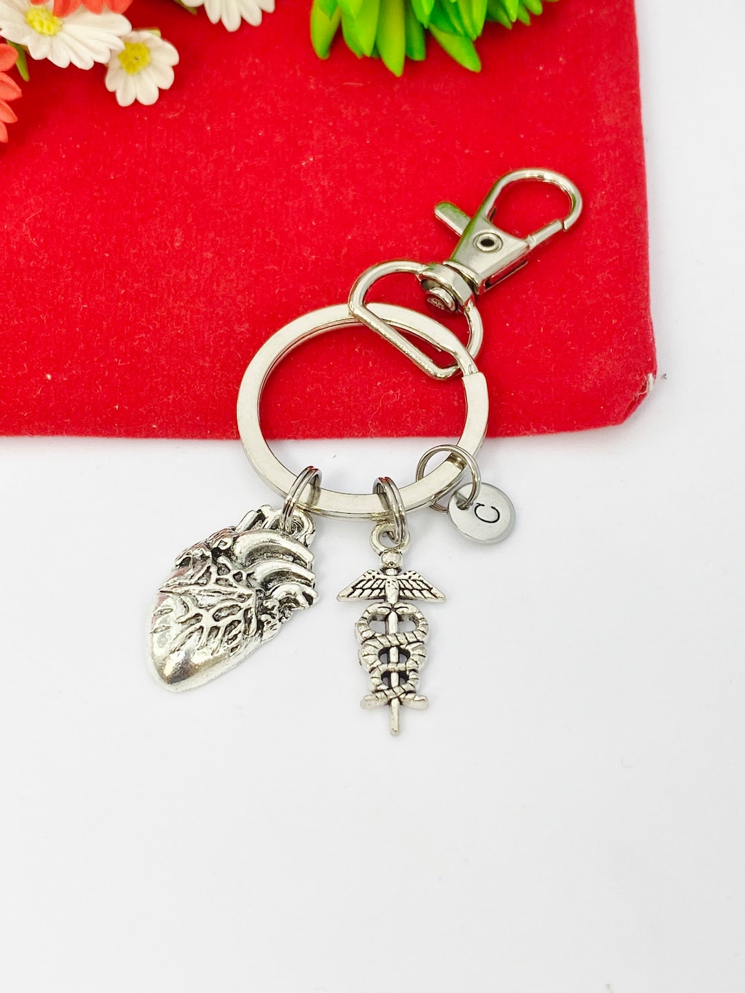 Anatomy Heart Caduceus Keychain Cardiologist Medical School Student ...