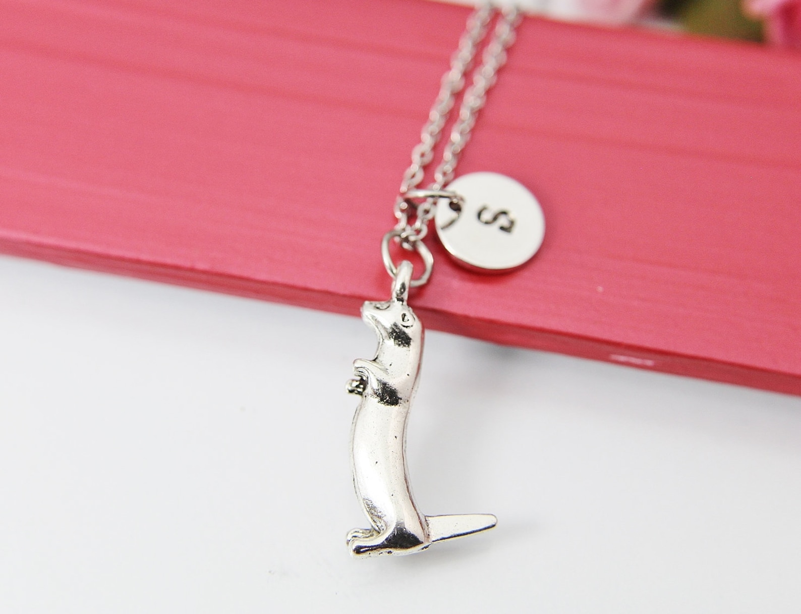 Silver Otter Charm Necklace Gift Otter Charm Sea River Otter - Etsy