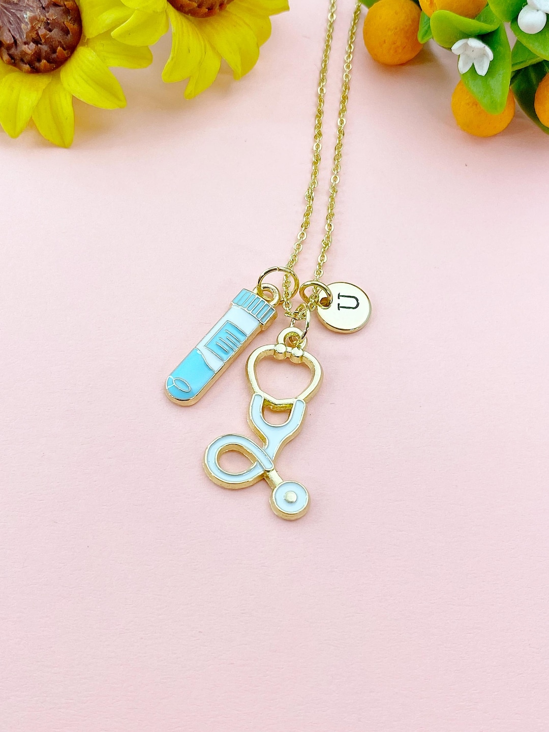 Phlebotomy Blood Tube Stethoscope Charm Necklace – Medical Jewelry Gift ...