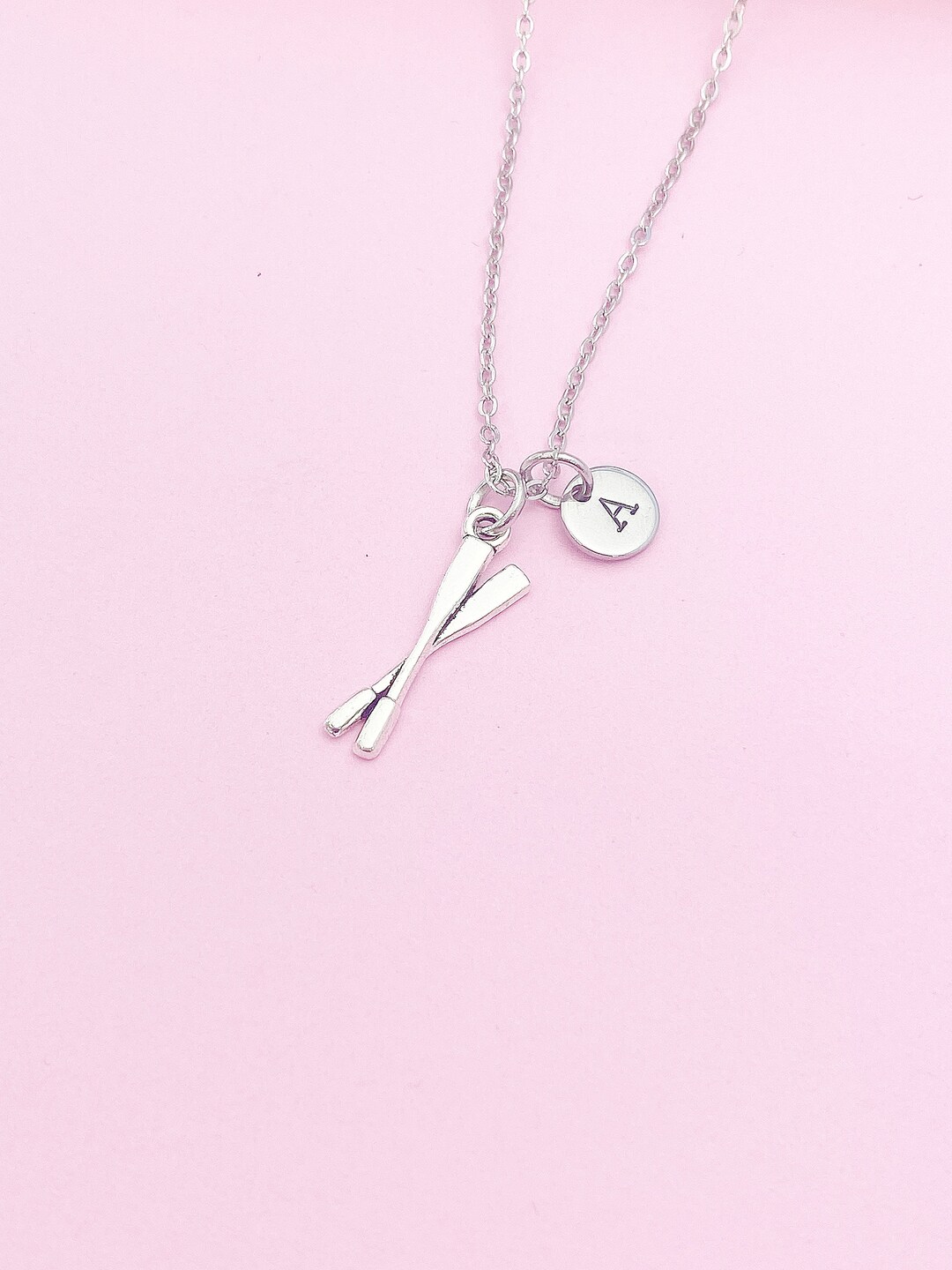 Silver Oar Charm Necklace Rowing Crew Gifts Idea Personalized ...