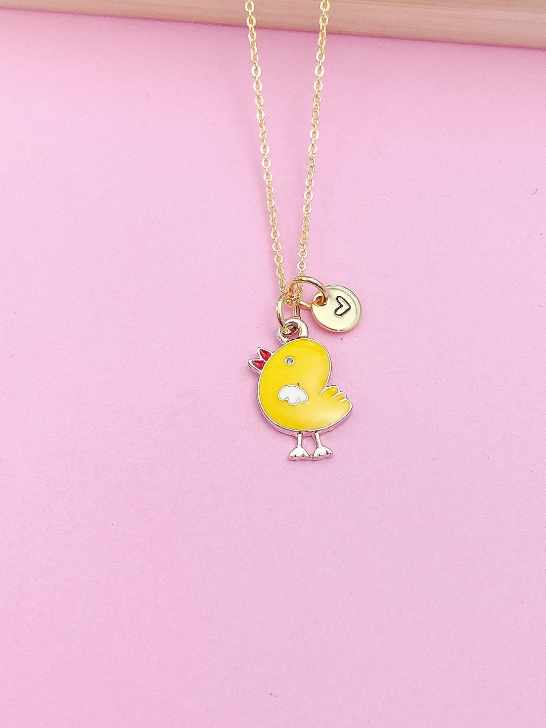 Gold Cute Yellow Chicken Charm Necklace Personize Customize Charm ...