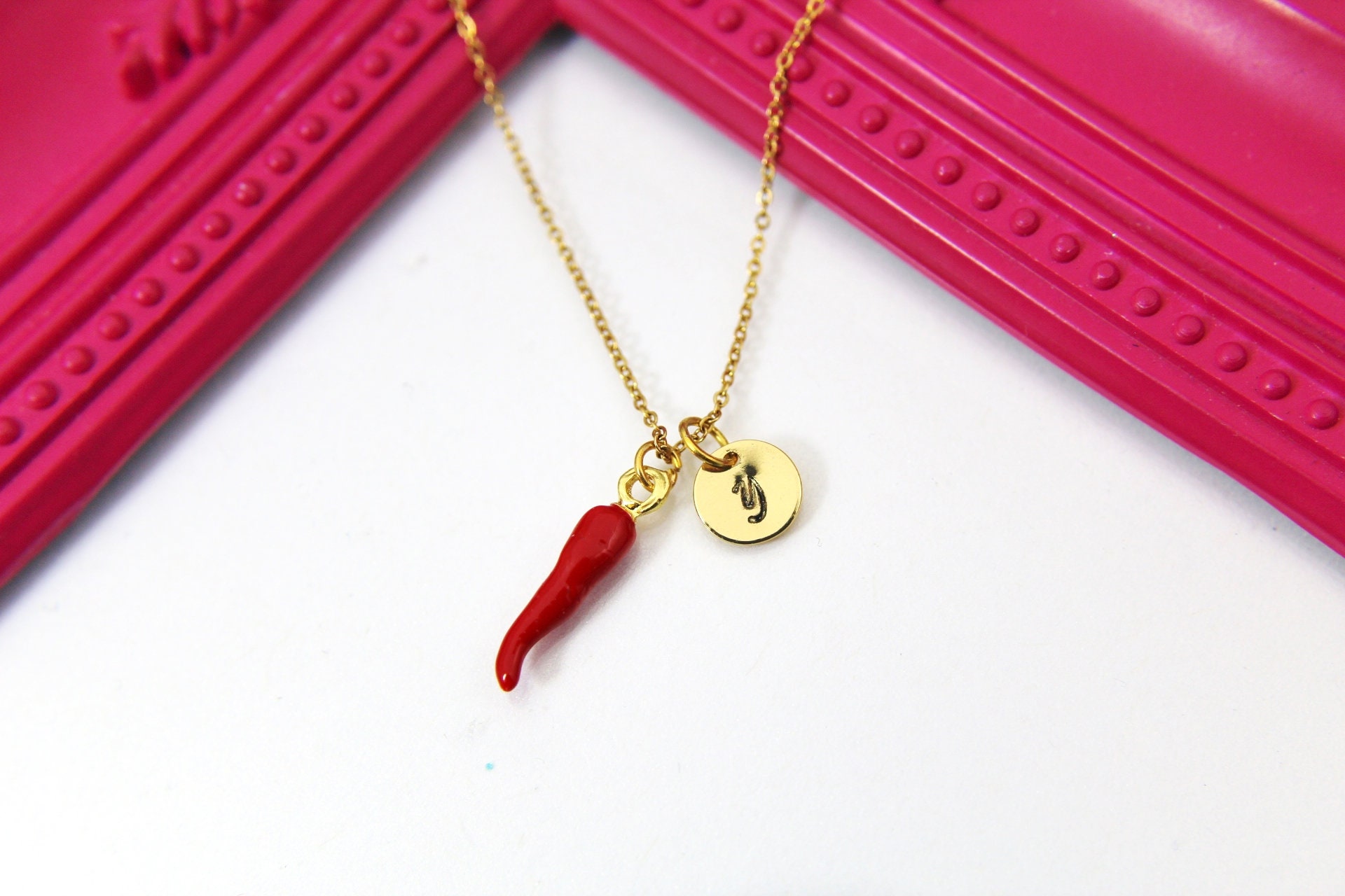 Gold Red Hot Chili Pepper Charm Necklace Red Chili Charm Red | Etsy