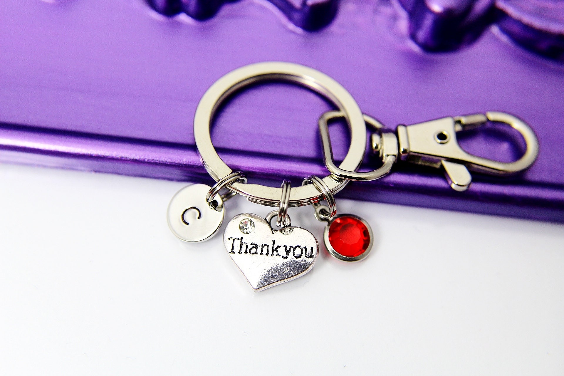 Thank You Keychain Silver Thank You Charm Thank You Gift - Etsy