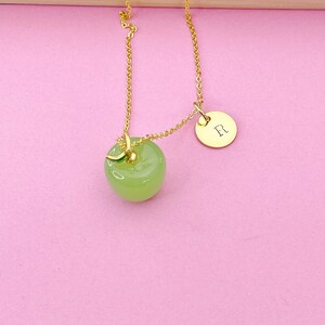 Gold Apple Charm Necklace, Fruit Green Apple Charm, N4998 - Etsy