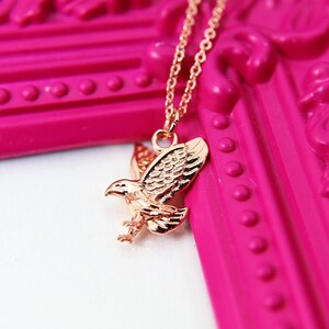 Rose Gold Eagle Necklace, Hawk Charm, Bird Charm, Animal Charm ...
