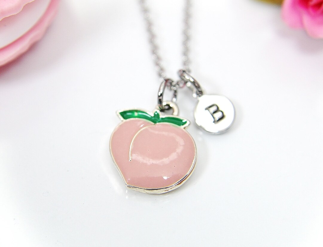 Silver or Gold Plated Peach Charm Necklace - Etsy