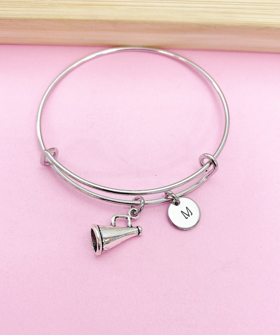 Silver Cheerleader Megaphone Charm Bracelet Personalize Customize Charm Bracelet, N1282 - Etsy
