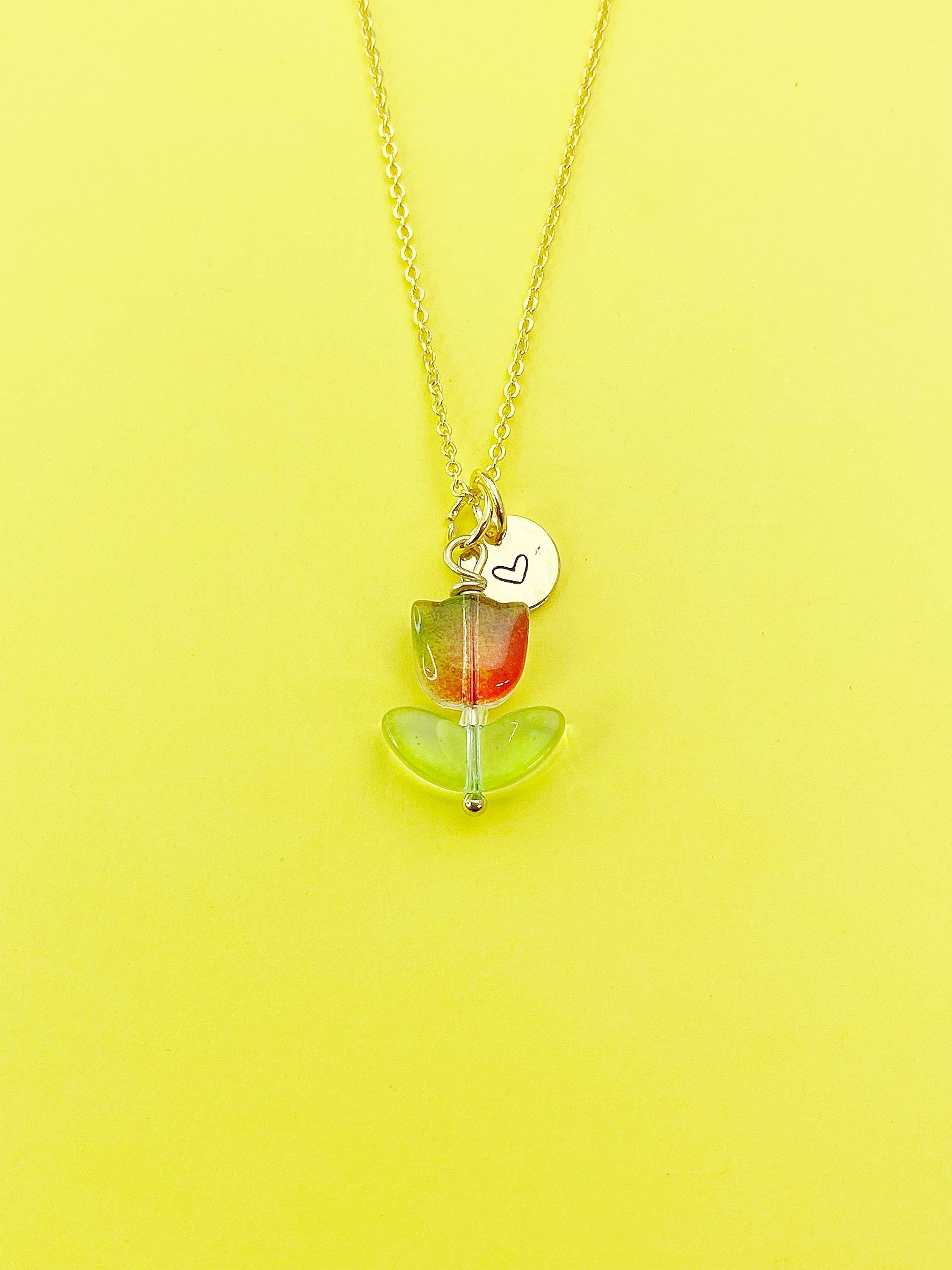 Gold Red Tulip Necklace, Tulip Charm, Gardening Gifts, Personized ...