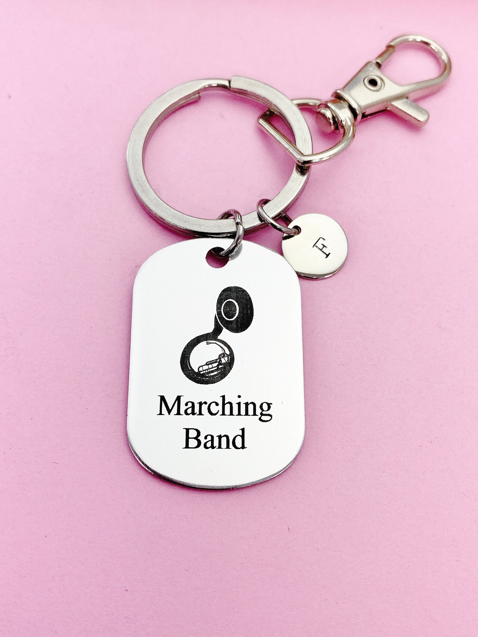 Silver Marching Band Sousaphone Charm Keychain Gifts Ideas, Personalize ...