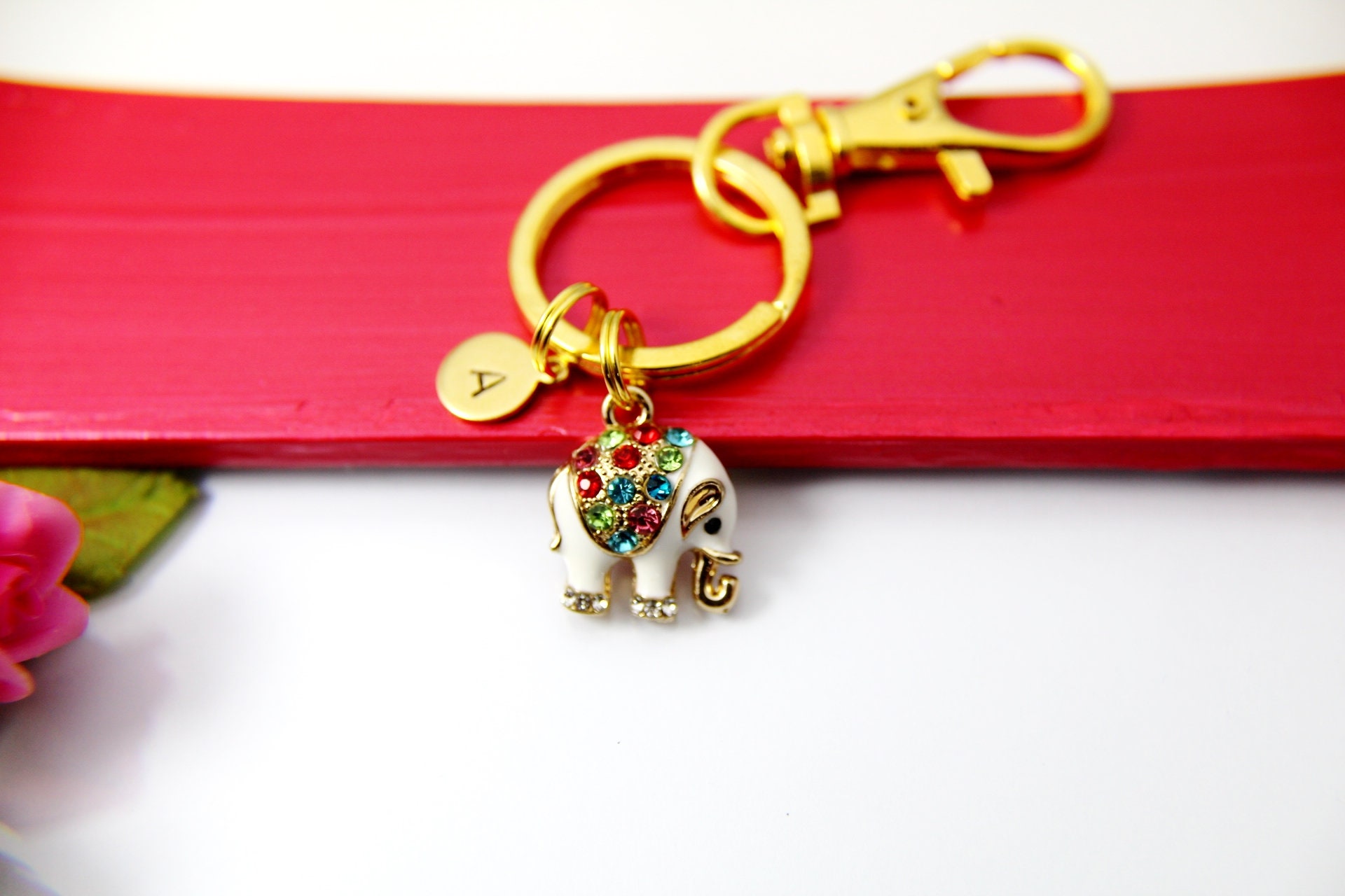 Gold Elephant Charm Keychain Gold Elephant Charm Animal | Etsy