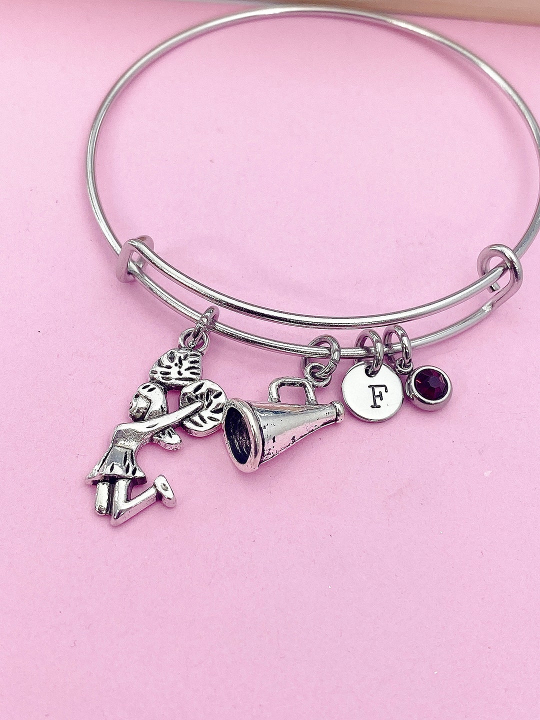 Silver Cheerleading Megaphone Cheer Charm Bracelet Gifts Ideas ...
