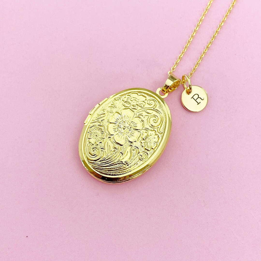 Gold Flower Locket Necklace, Love, Keepsake Photo Frame, N4053 - Etsy
