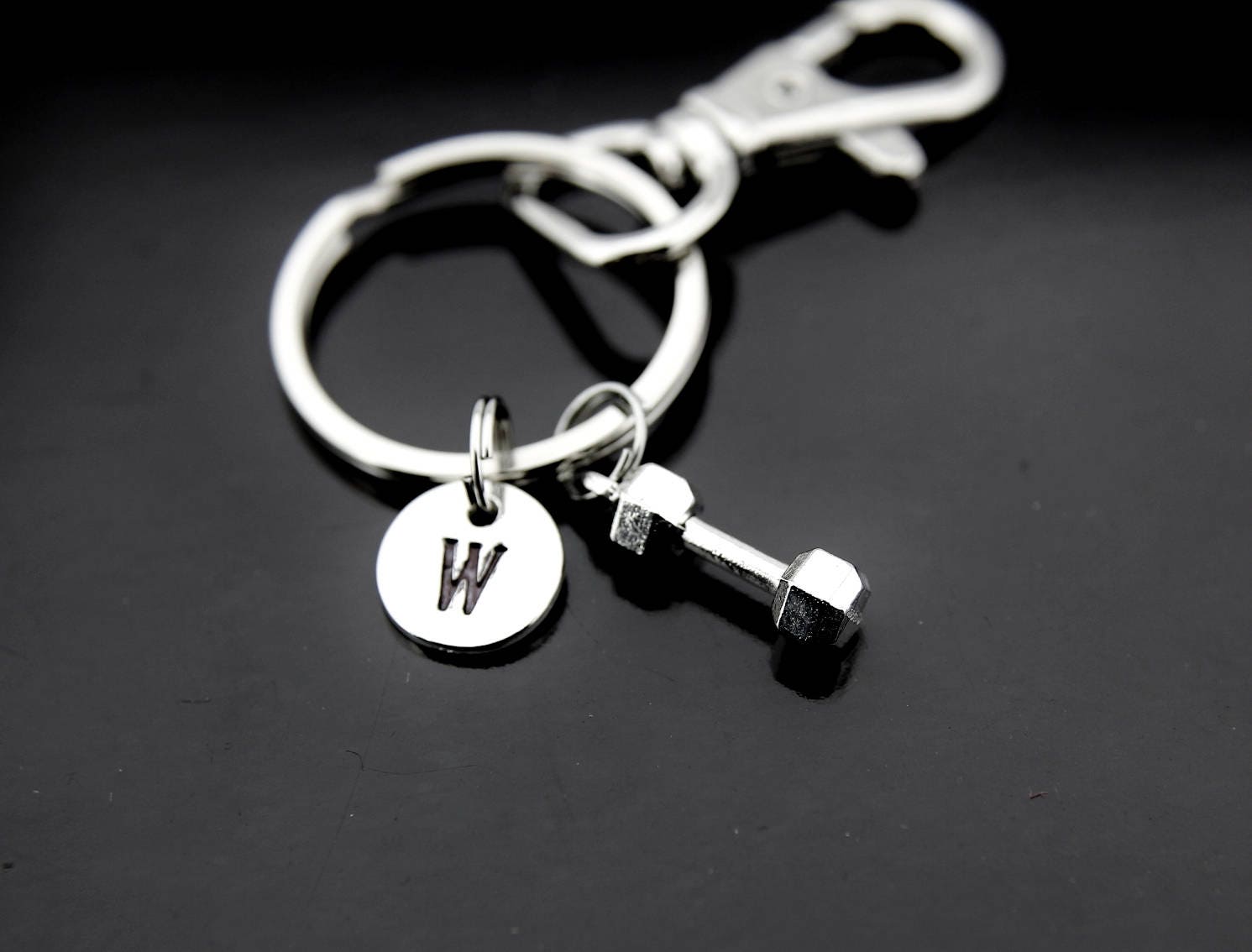 Fitness Gift Dumbbell Keychain Silver Dumbbell Charm Crossfit | Etsy