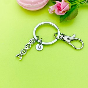 Silver DNA Charm Keychain, Double Helix Charm, Science Gift, Teacher ...