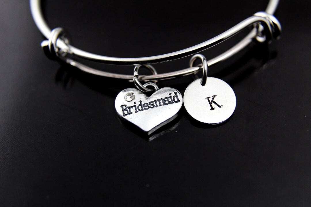 Bridesmaid Bracelet Silver Bridesmaid Charm Bangle Bridesmaid Charm ...