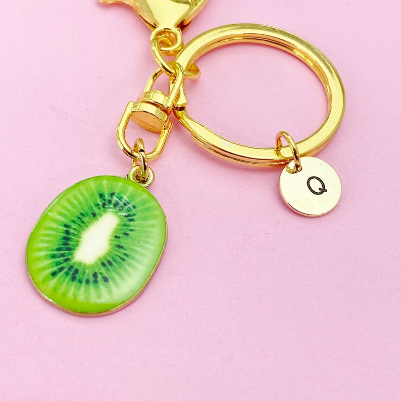 Lime Green Kiwi Fruit Slice Keychain in Gold, AN5573 - Etsy