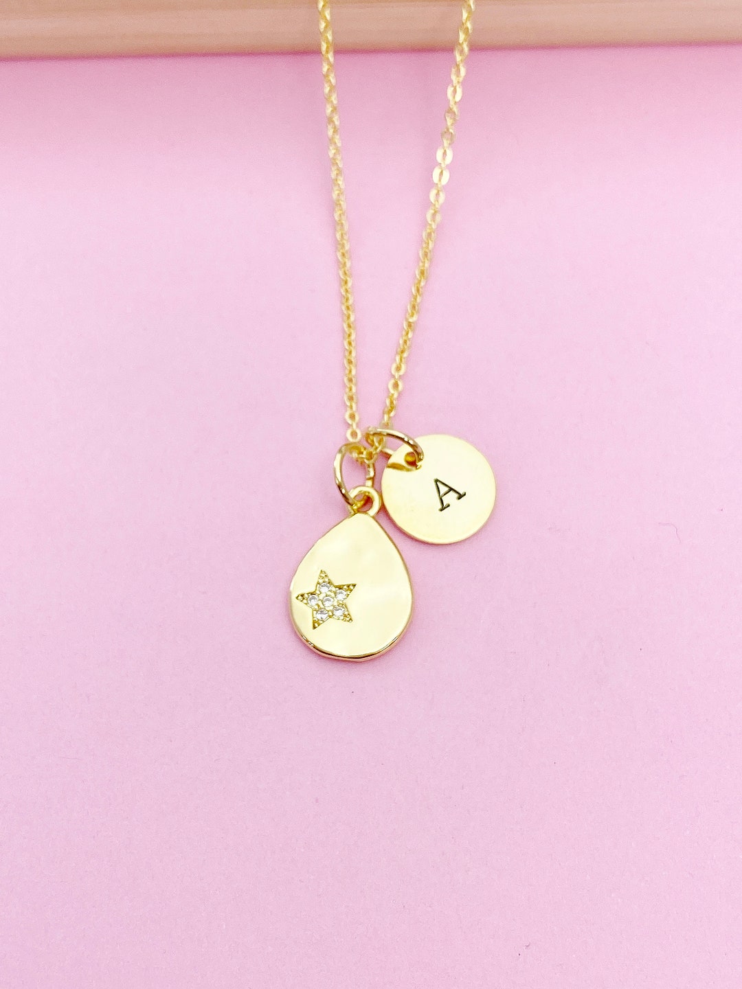 Star Necklace, Gold Teardrop Star Charm Spring Birthday Mother's Day ...