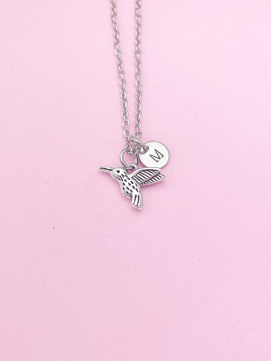 Silver Hummingbird Charm Necklace Bird Watcher Ornithologists Zoology ...