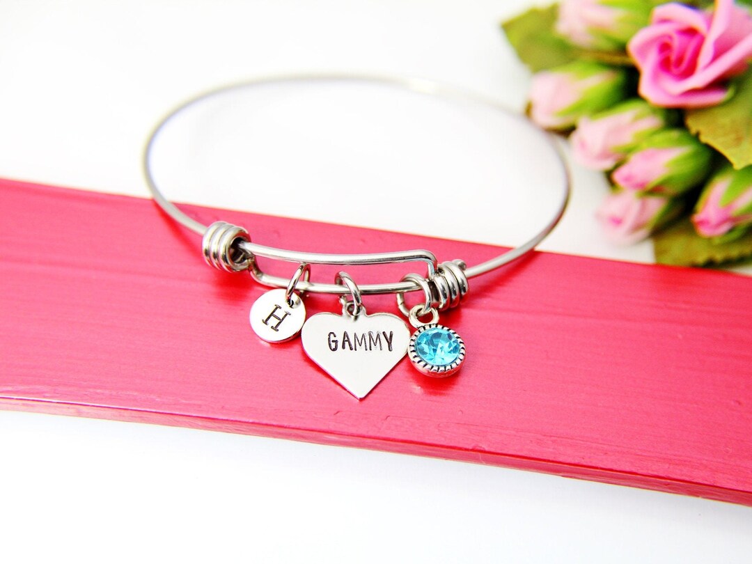 Gammy Bracelet, Stainless Steel Hand Stamp Gammy Charm Bracelet, Gammy ...