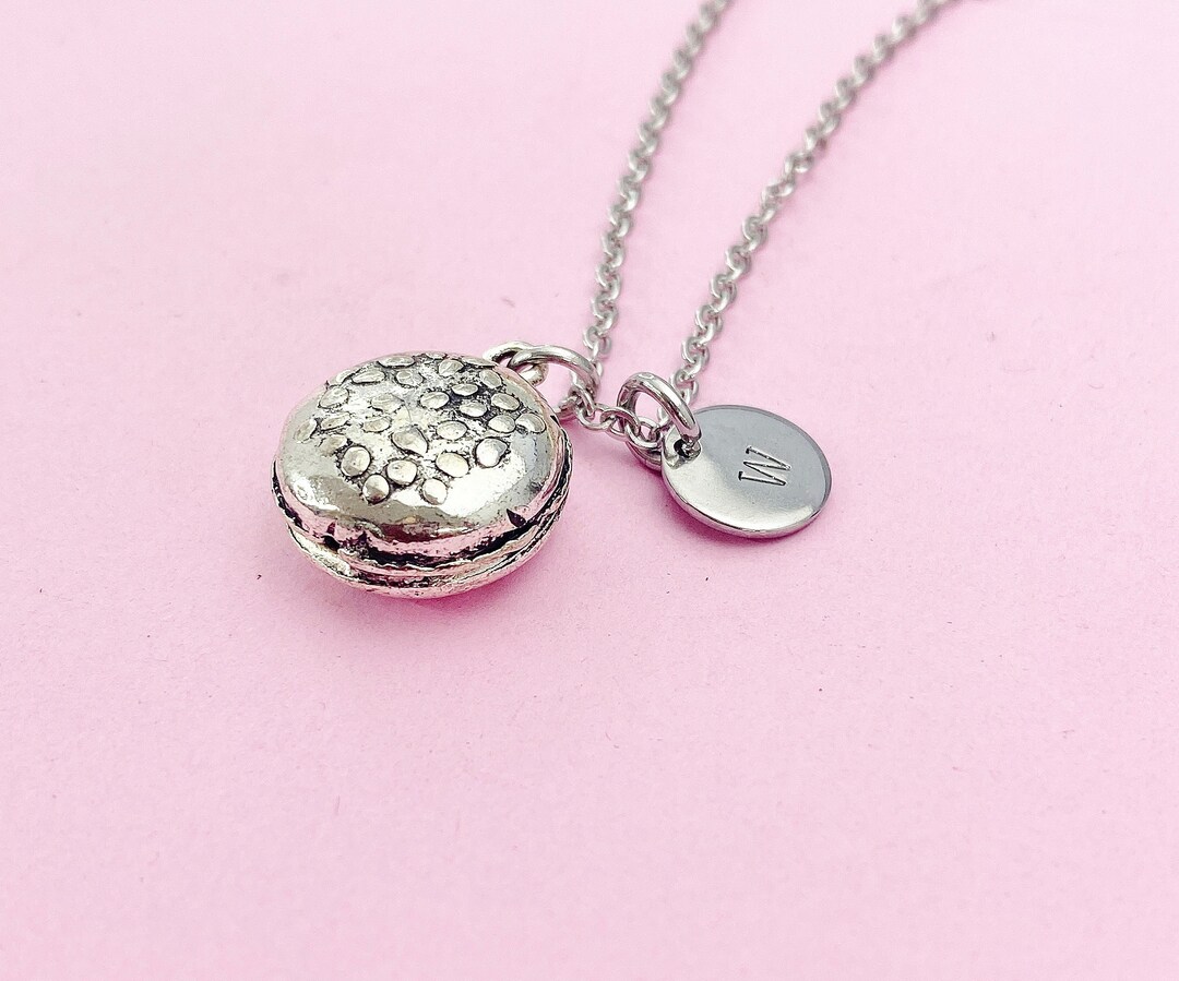 Silver Hamburger Charm Necklace, AN721 - Etsy