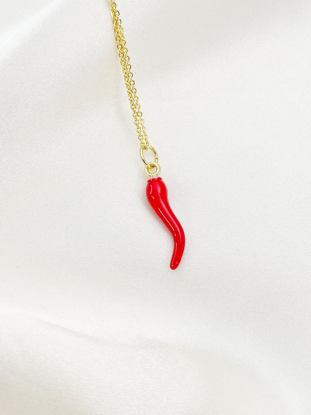 Gold Red Hot Chili Pepper Charm Necklace, N6372B - Etsy