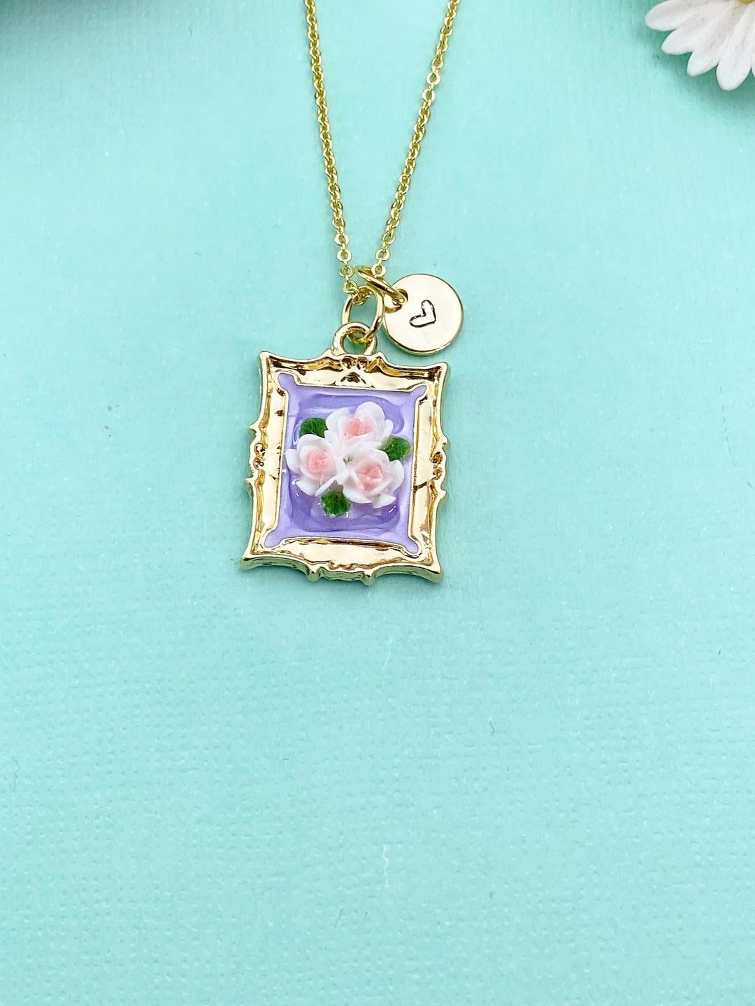 Rose Flower Charm Gold Necklace, Personalized Gift, N6076A - Etsy