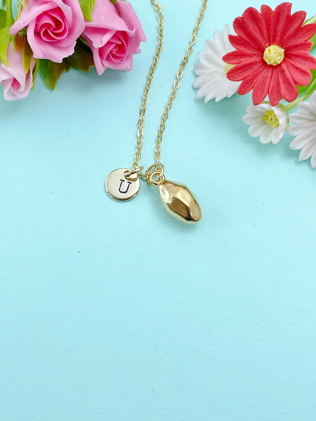 Gold TINY Sweet Potato Charm Necklace, N6581 - Etsy