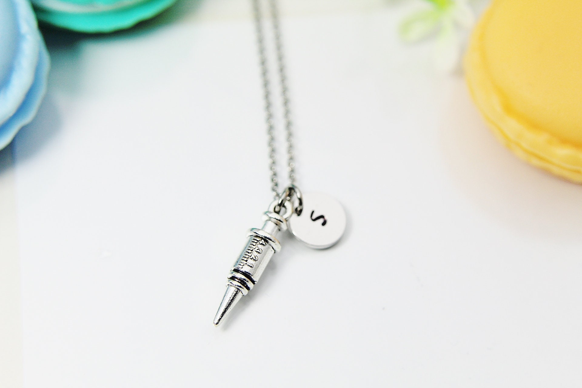 Silver Medical Syringe Charm Necklace Best Birthday Christmas - Etsy