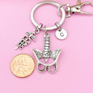 Silver Anatomy Pelvis Bone Caduceus Charm Keychain, Doctor Nurse ...