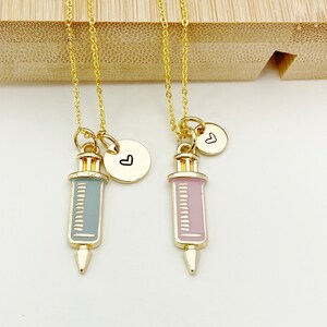 Gold Medical Injection Syringe Charm Necklace Best Seller Phlebotomy ...