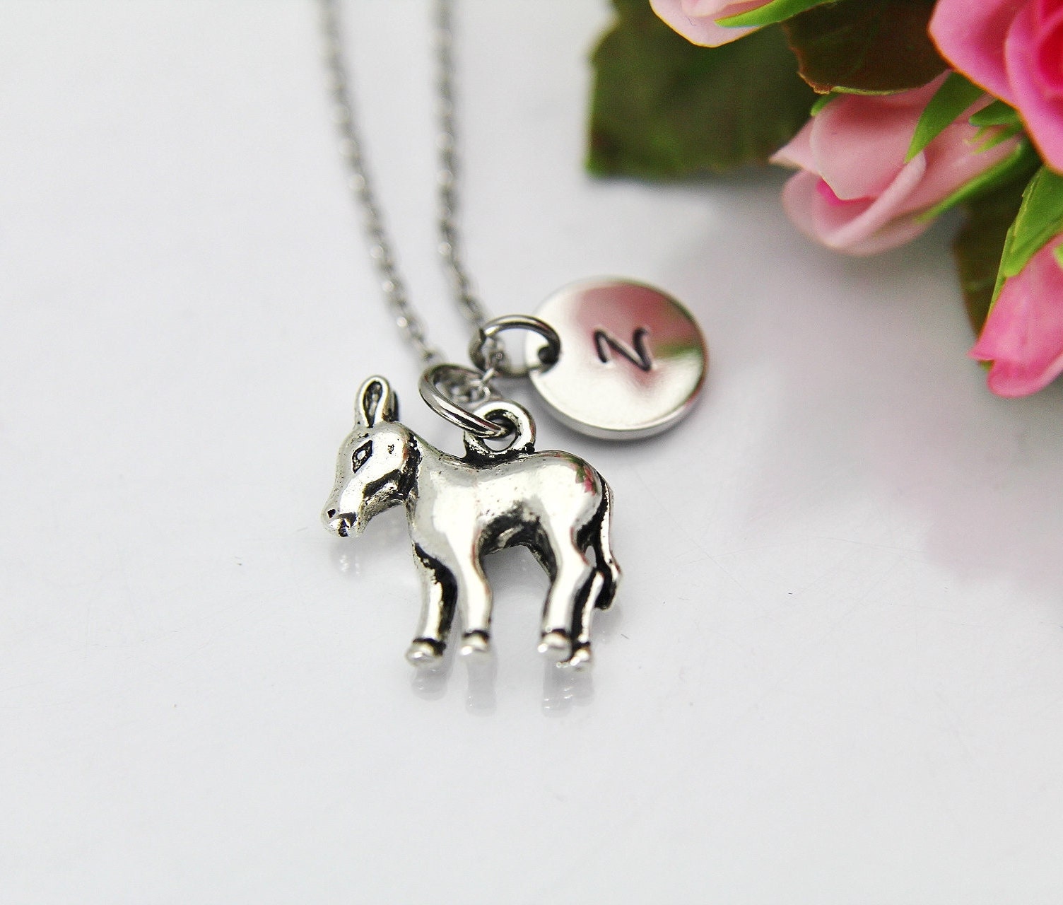 Silver Donkey Charm Necklace Donkey Charm Farm Animal Charm | Etsy
